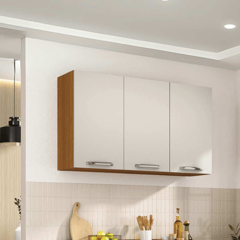 Armário Aéreo Itatiaia Vegas 120cm Madeira Cinamomo/OffWhite